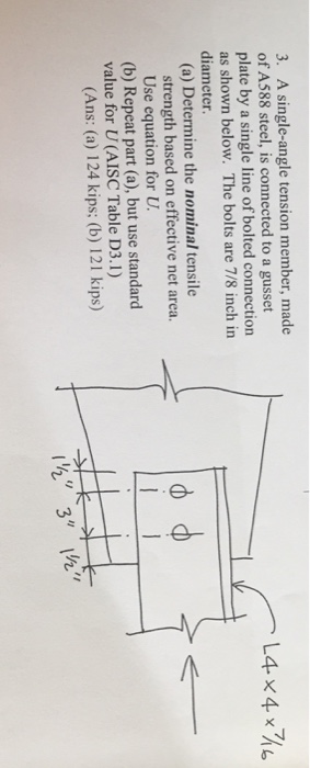 Solved A single-angle tension member, made of A588 steel, is | Chegg.com