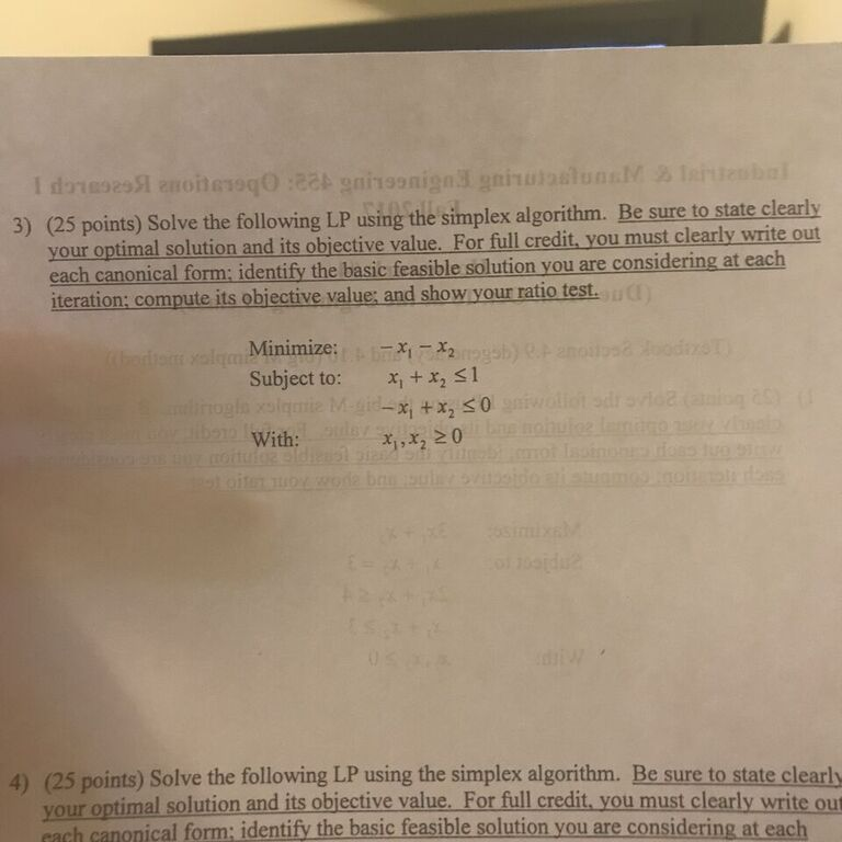 Solved 3) (25 points-) Solve the following LP using the | Chegg.com