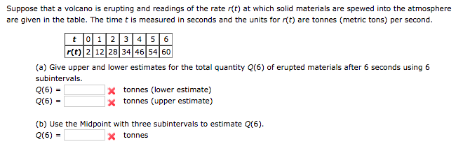 Solved Suppose that a volcano is erupting and readings of | Chegg.com
