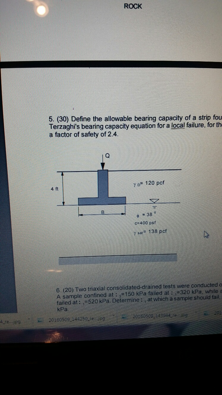 Solved ROCK 5. (30) Define the allowable bearing capacity of | Chegg.com