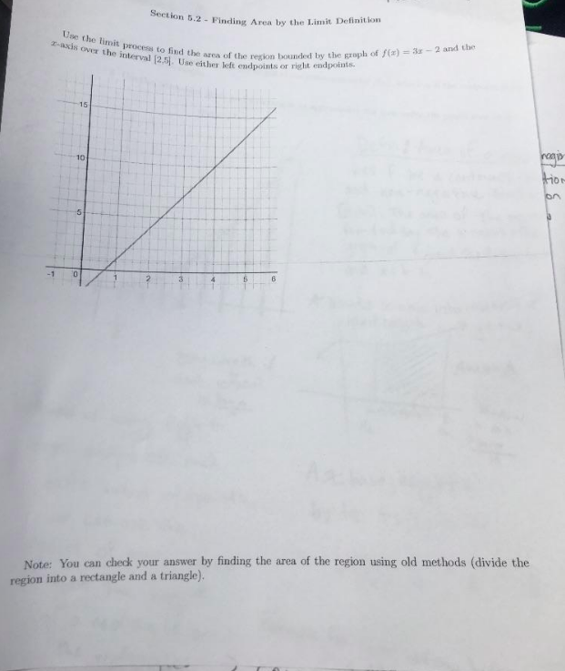 Solved Section 5.2 - Finding Area by the Limit Definition | Chegg.com
