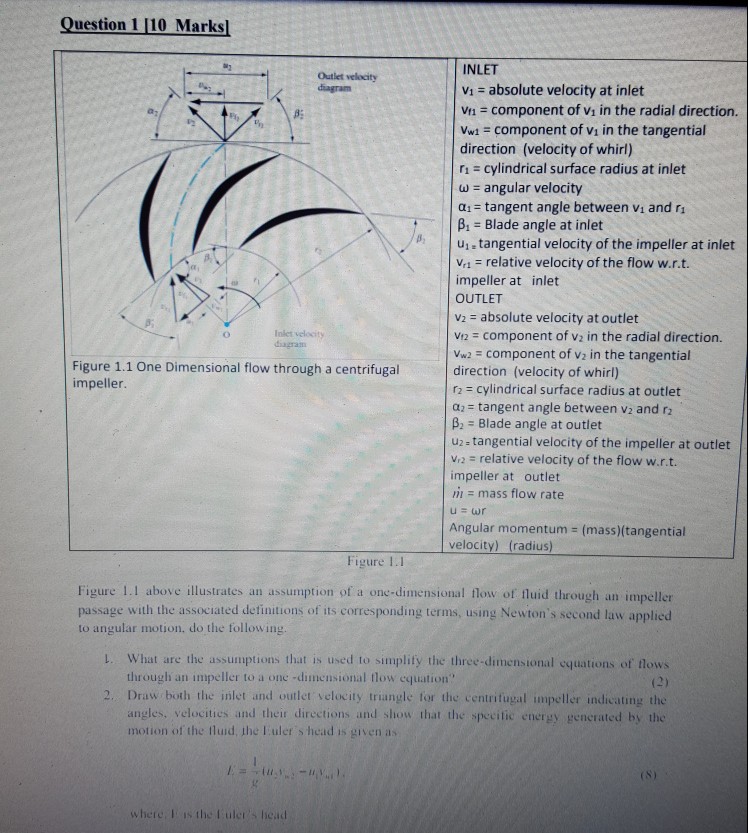 Solved Question 1110 Marksl INLET v1 = absolute velocity at | Chegg.com