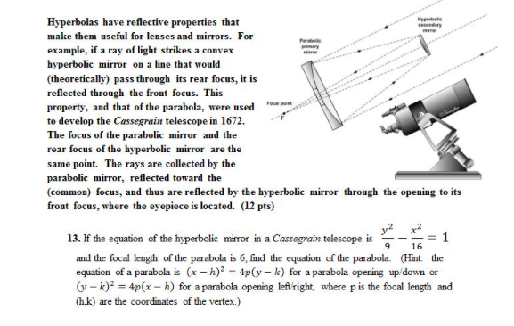 Solved Hyperbolas have reflective properties that make them | Chegg.com