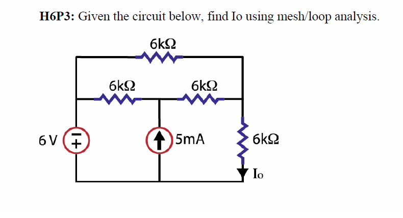 Solved Given the circuit below, find Io using mesh loop | Chegg.com Solved Given the circuit below, find Io using mesh loop | Chegg.com