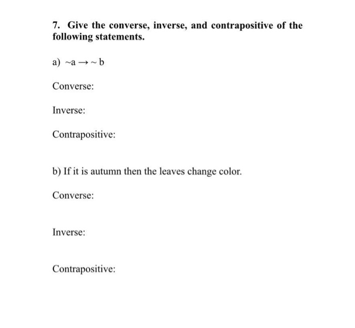 Solved Converse: Inverse: Contrapositivc: If it is autumn | Chegg.com