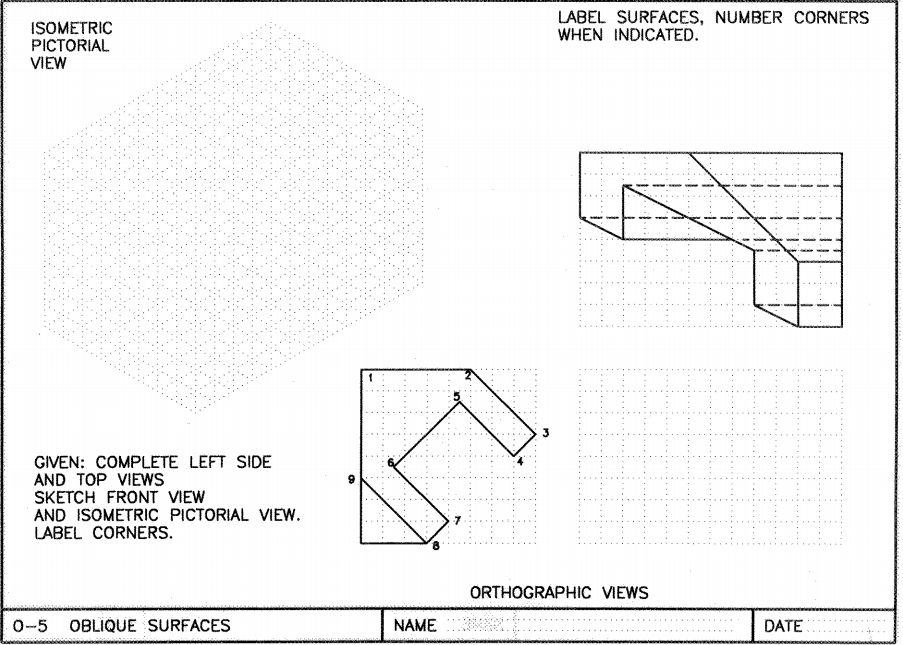 Solved Need help on creating the missing view and sketching | Chegg.com