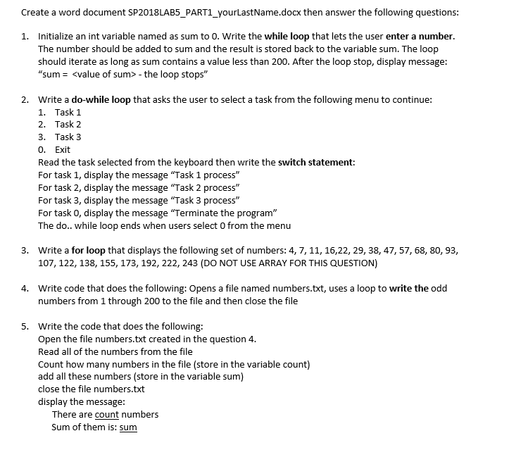 Solved Create a word document | Chegg.com