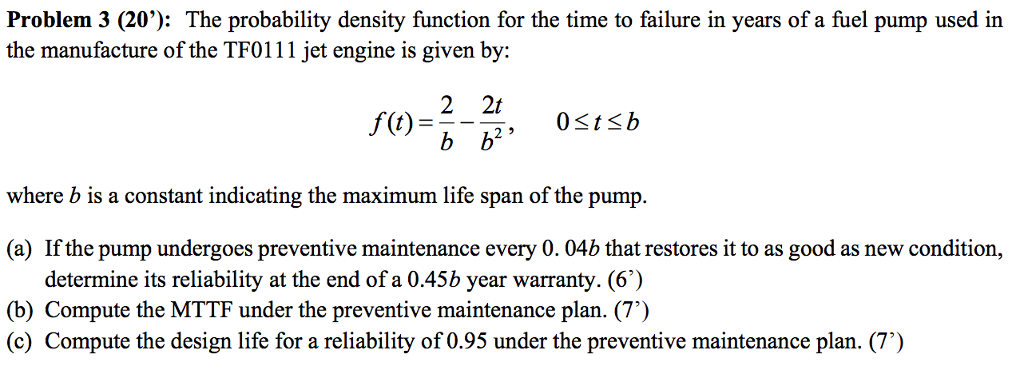 The probability density function for the time to | Chegg.com