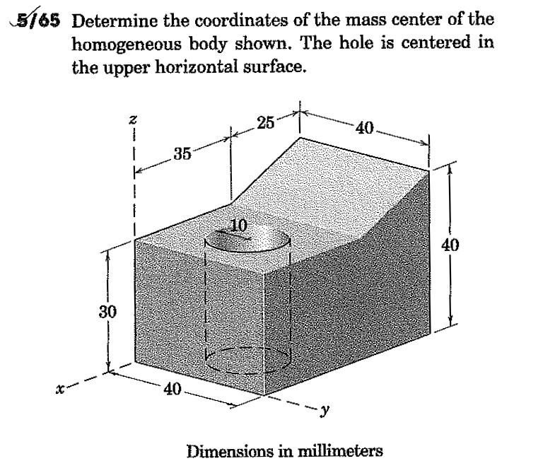 Solved 5165 Determine the coordinates of the mass center of | Chegg.com