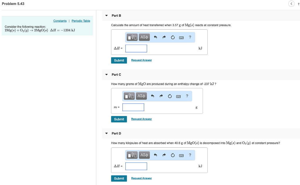 Solved Problem 5.43 1 Part B Constants Perlodic Table | Chegg.com
