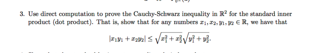 Solved Use direct computation to prove the Cauchy-Schwarz | Chegg.com
