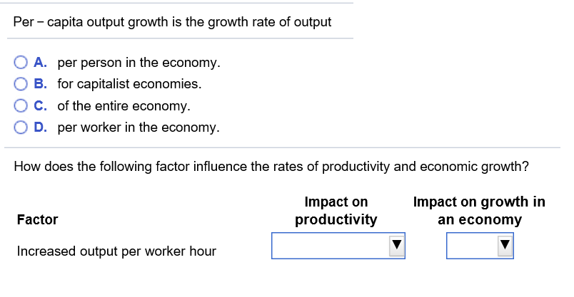 Solved Per-capita output growth is the growth rate of output | Chegg.com
