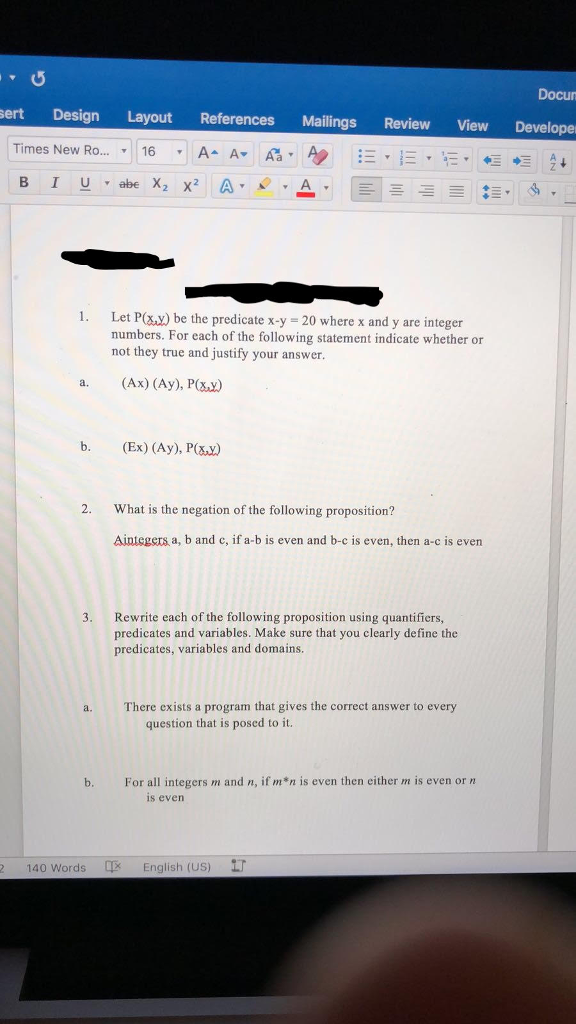 Solved Docun sert Design Layout References Mailings Review | Chegg.com