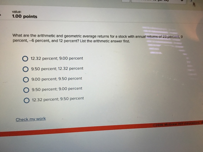 Solved What are the arithmetic and geometric average returns | Chegg.com