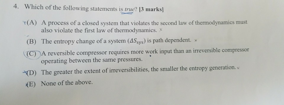 Solved hich of the following statements is true? 13 marks) | Chegg.com