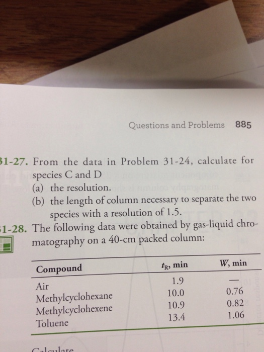 From the data in Problem 31-24, calculate for species | Chegg.com