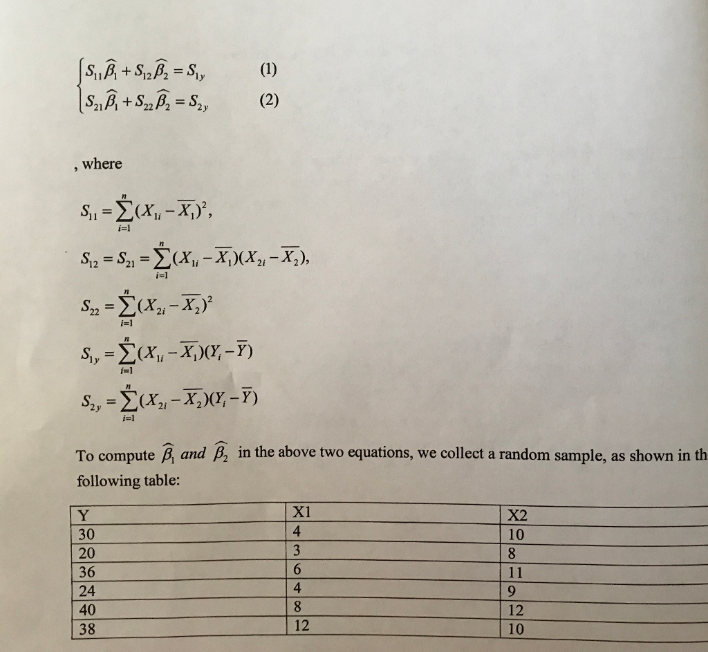 Solved Consider a multiple linear model with two explanatory | Chegg.com
