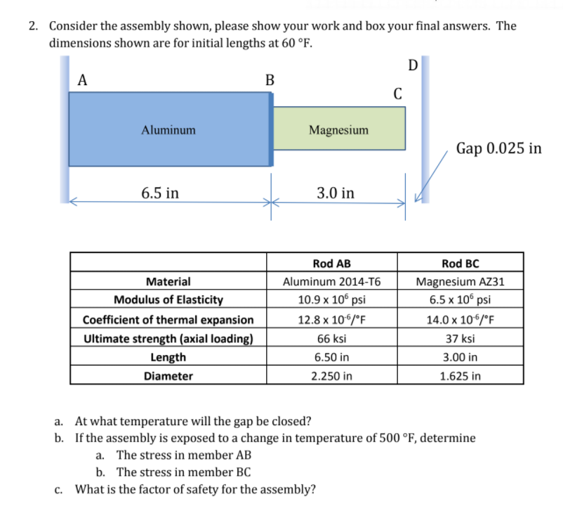 Solved 2. Consider the assembly shown, please show your work | Chegg.com