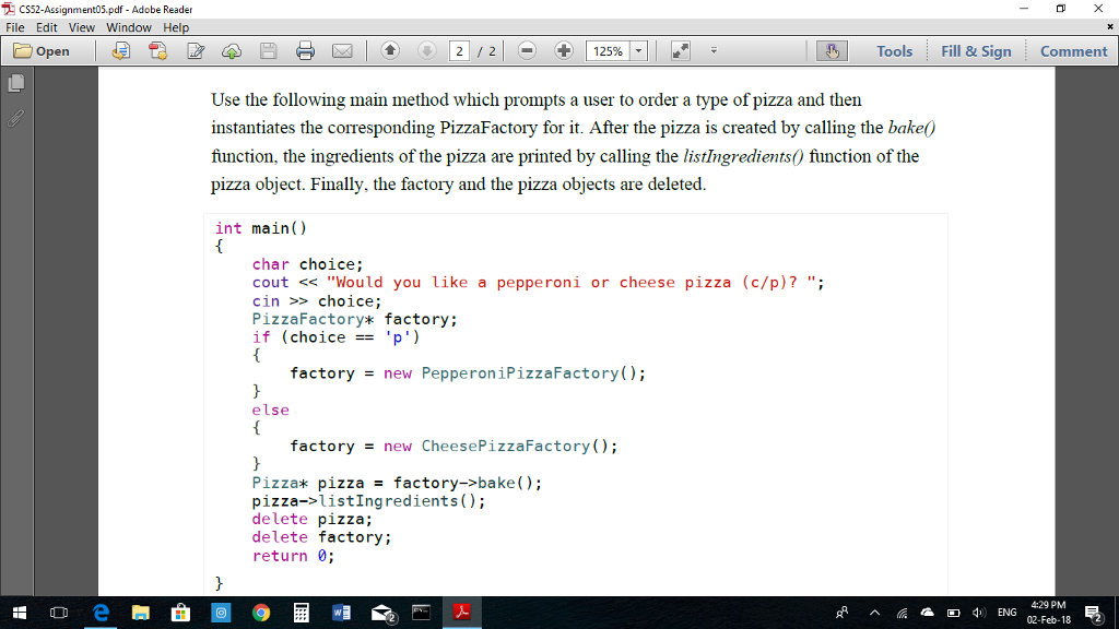 Solved CS52-Assignment05.pdf - Adobe Reader File Edit View | Chegg.com