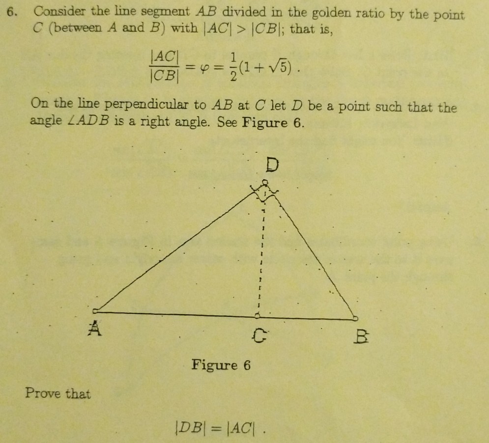 Solved Consider the line segment AB divided in the golden | Chegg.com