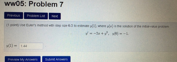 Solved (1 point) Suppose that we use the Improved Euler's | Chegg.com