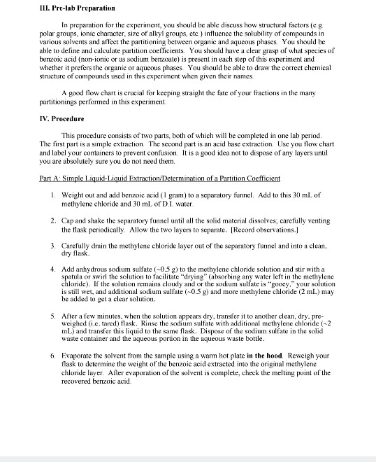 Solved III. Pre-lab Preparation In preparation for the | Chegg.com