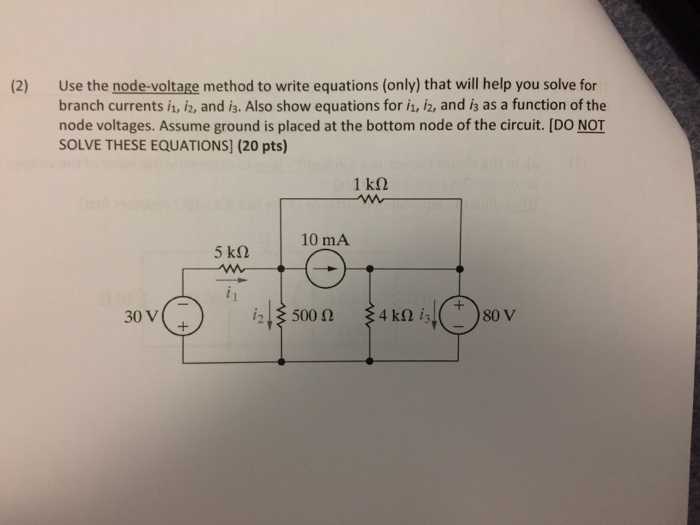 Solved Use the node-voltage method to write equations (only) | Chegg.com