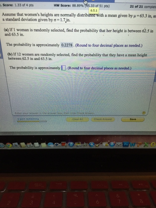Solved Assume that women's heights are normally distributed | Chegg.com