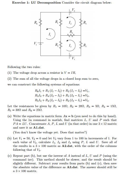 Solved Exercise 1: LU Decomposition Consider the circuit | Chegg.com