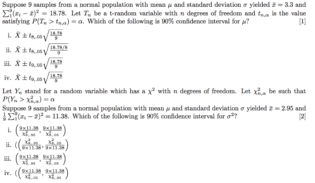 Solved Suppose 9 samples from a normal population with mean | Chegg.com