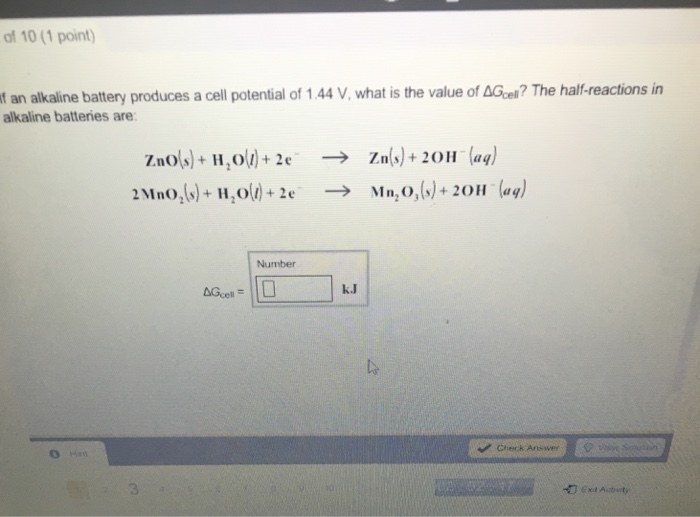 Solved if an alkaline battery produces a cell potential of | Chegg.com