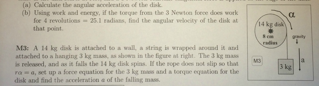 Solved Calculate the angular acceleration of the disk. | Chegg.com