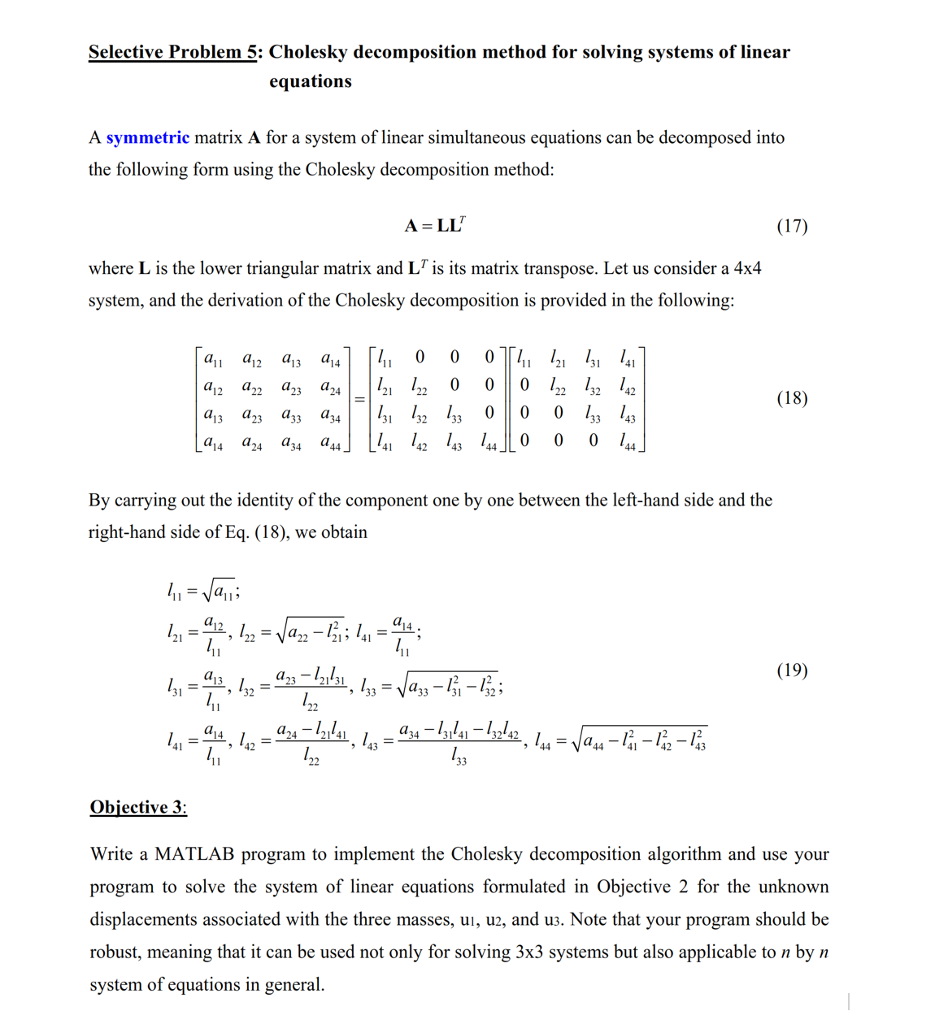 Cholesky Decomposition Method For Solving Systems Of