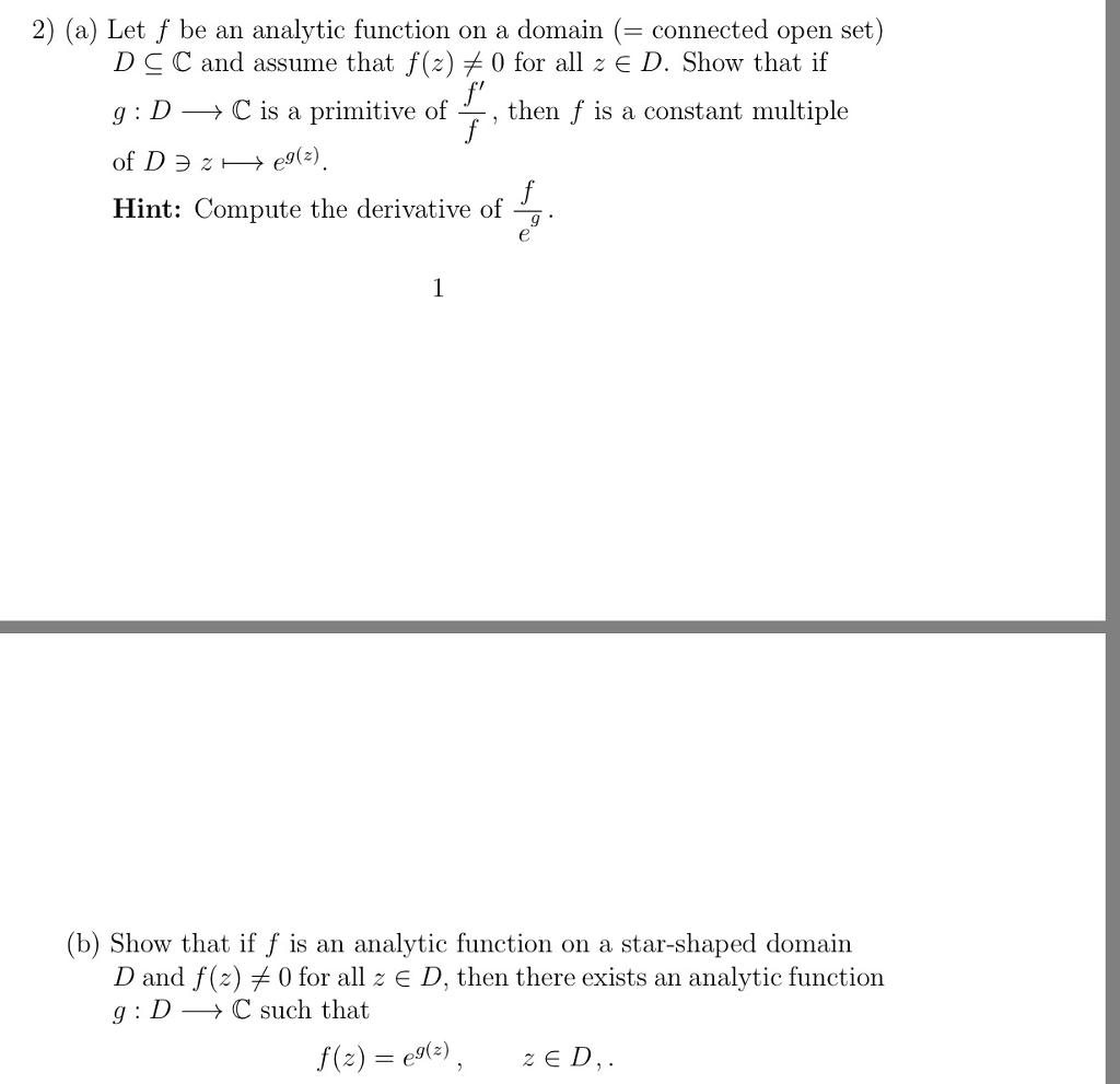 Solved (a) Let f be an analytic function on a domain (= | Chegg.com