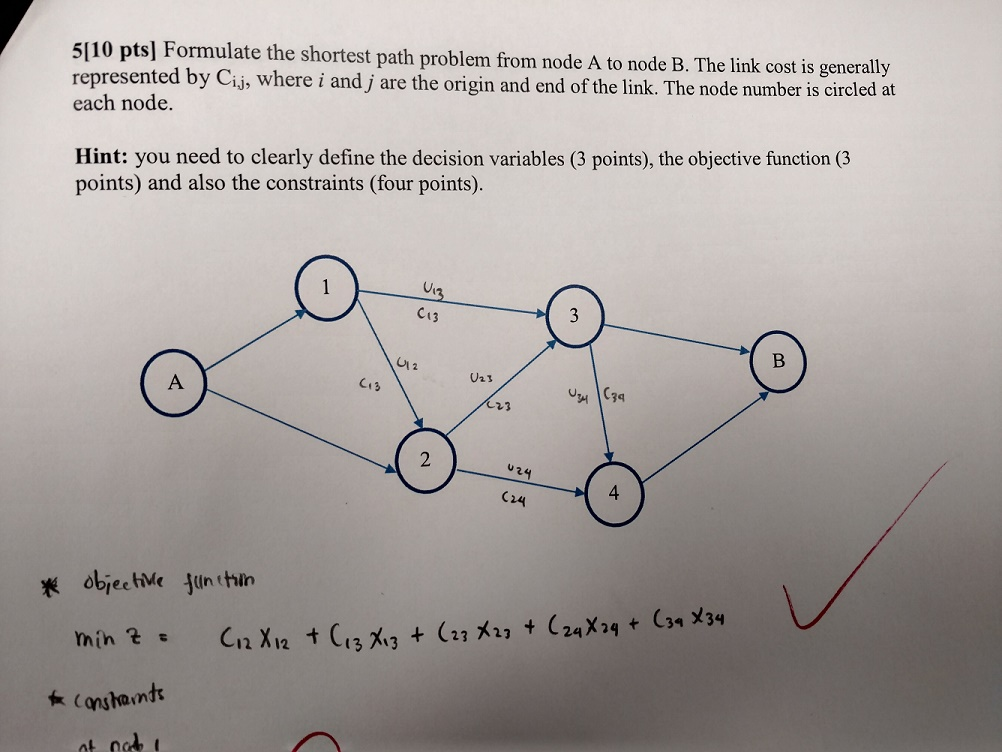 10 ptsl Formulate the shortest path problem from node | Chegg.com