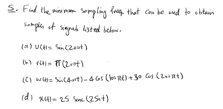 Solved Find the minimum sampling frequency that can be used | Chegg.com
