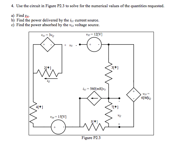 Solved Use the circuit in Figure P2.3 to solve for the | Chegg.com