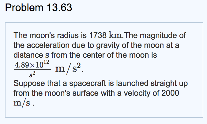 Solved Problem 13.63 The moon's radius is 1738 km.The | Chegg.com