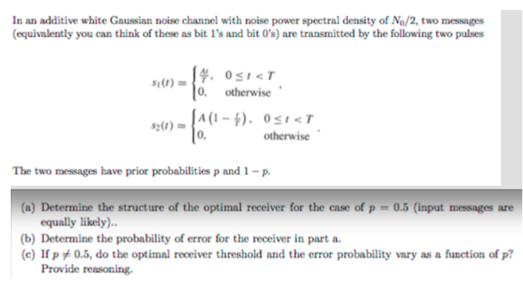 In an additive white Gaussian noise channel with | Chegg.com