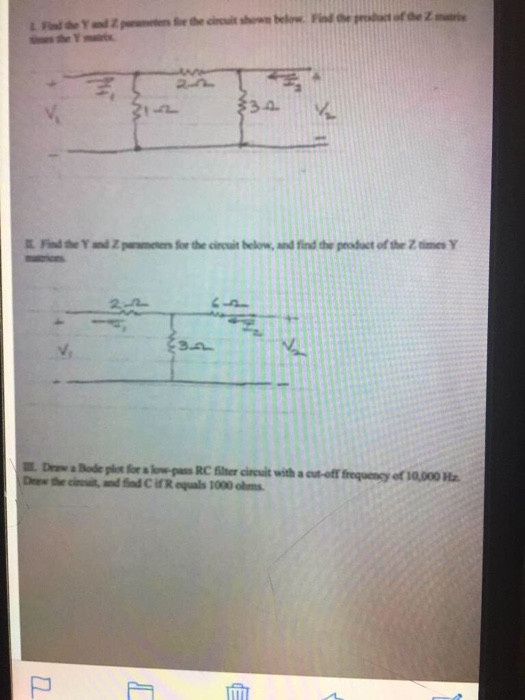 Solved Find the Y and Z parameters for the circuit shown | Chegg.com