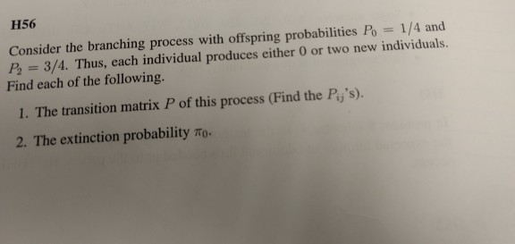 Solved H56 Consider the branching process with offspring | Chegg.com