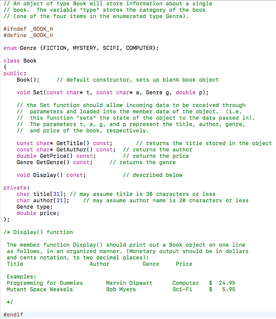 Solved This program consists of writing classes that | Chegg.com