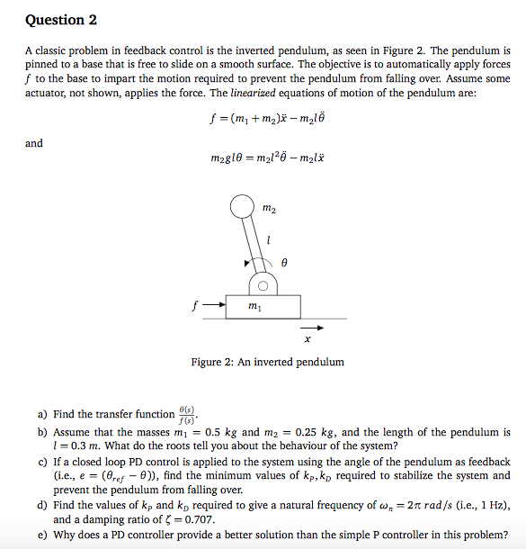 Solved A classic problem in feedback control is the inverted | Chegg.com