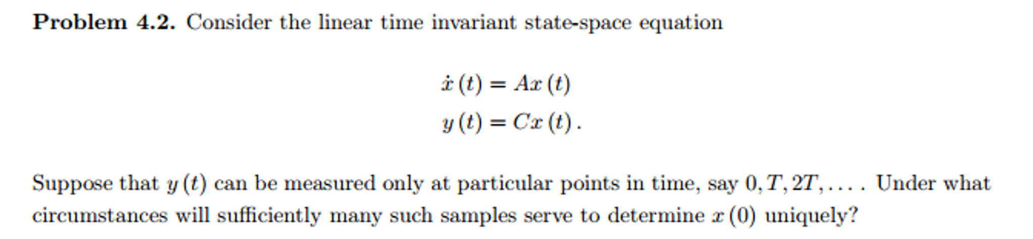 Solved Consider the linear time invariant state-space | Chegg.com