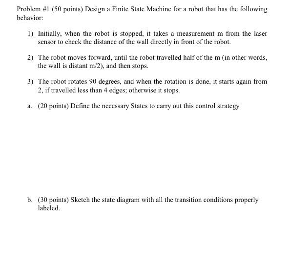 Solved Problem #1 (50 points) Design a Finite State Machine | Chegg.com