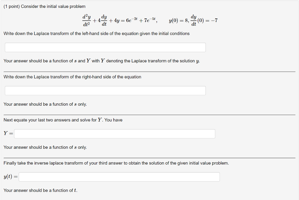 Solved Consider the initial value problem d^2 y/dt^2 + 4 | Chegg.com