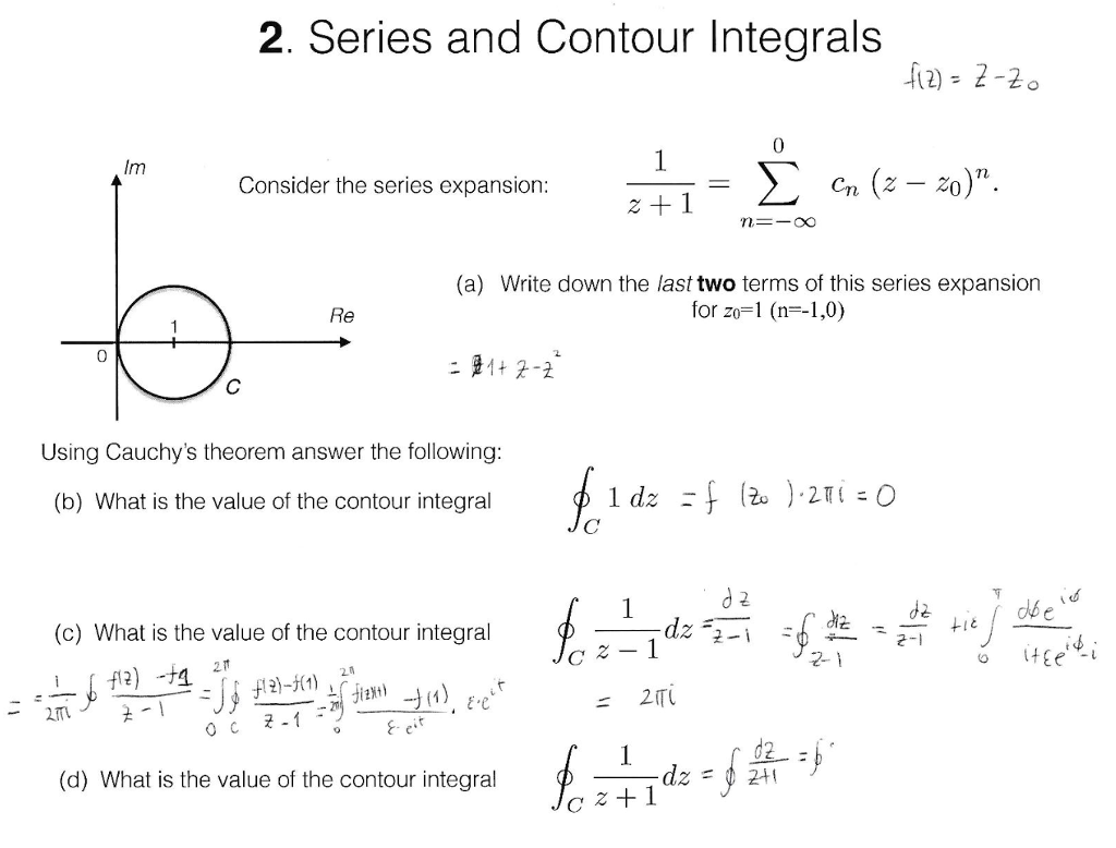 Solved 2. Series and Contour Integrals 2-20 Im X cm (z 20 | Chegg.com