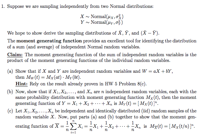 Solved 1. Suppose we are sampling independently from two | Chegg.com