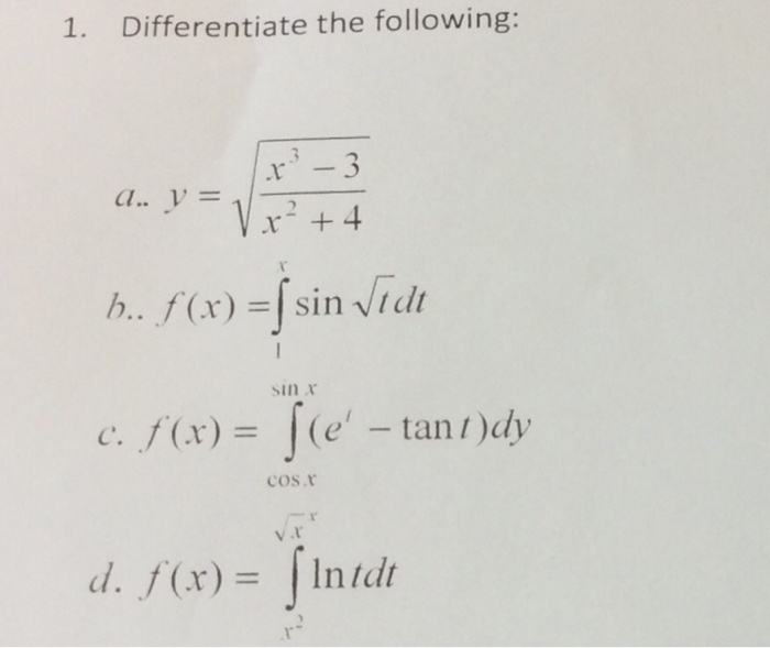 Solved Differentiate the following: y = squareroot x^3 - | Chegg.com
