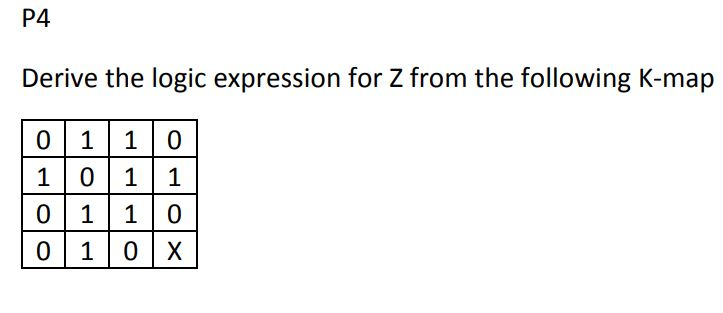 Solved ?4 Derive the logic expression for Z from the | Chegg.com